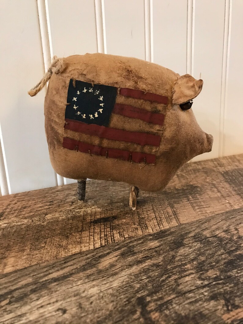 Primitive Folk Art Pig Shelf Sitter Americana | Etsy