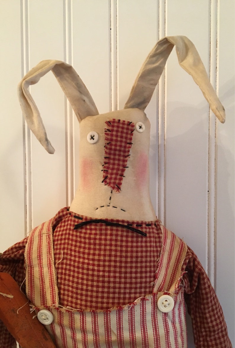 Primitive Easter Bunny Folk Art Spring Rabbit Roscoe With a - Etsy