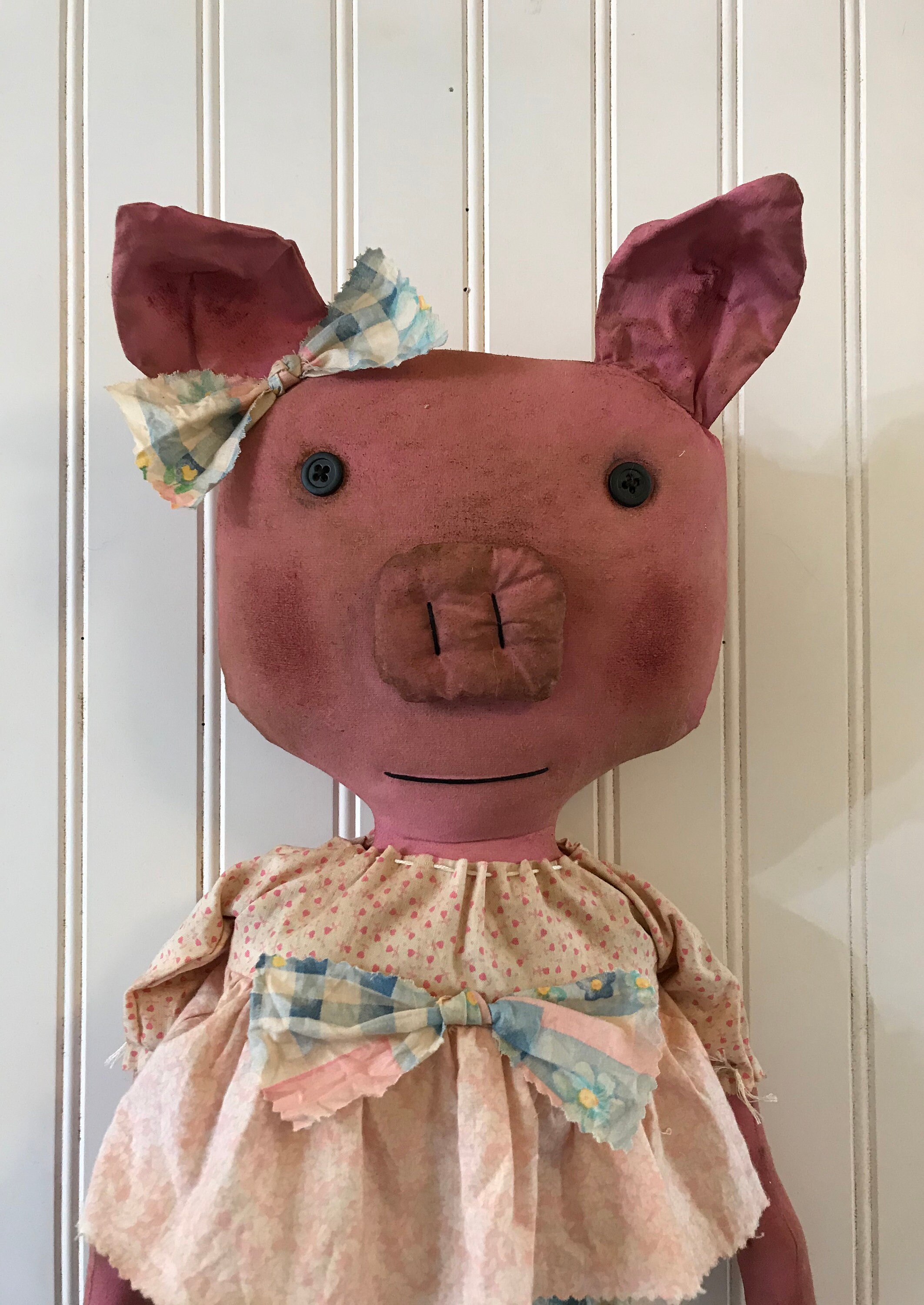 Primitive Folk Art Pig In A Dress | Etsy