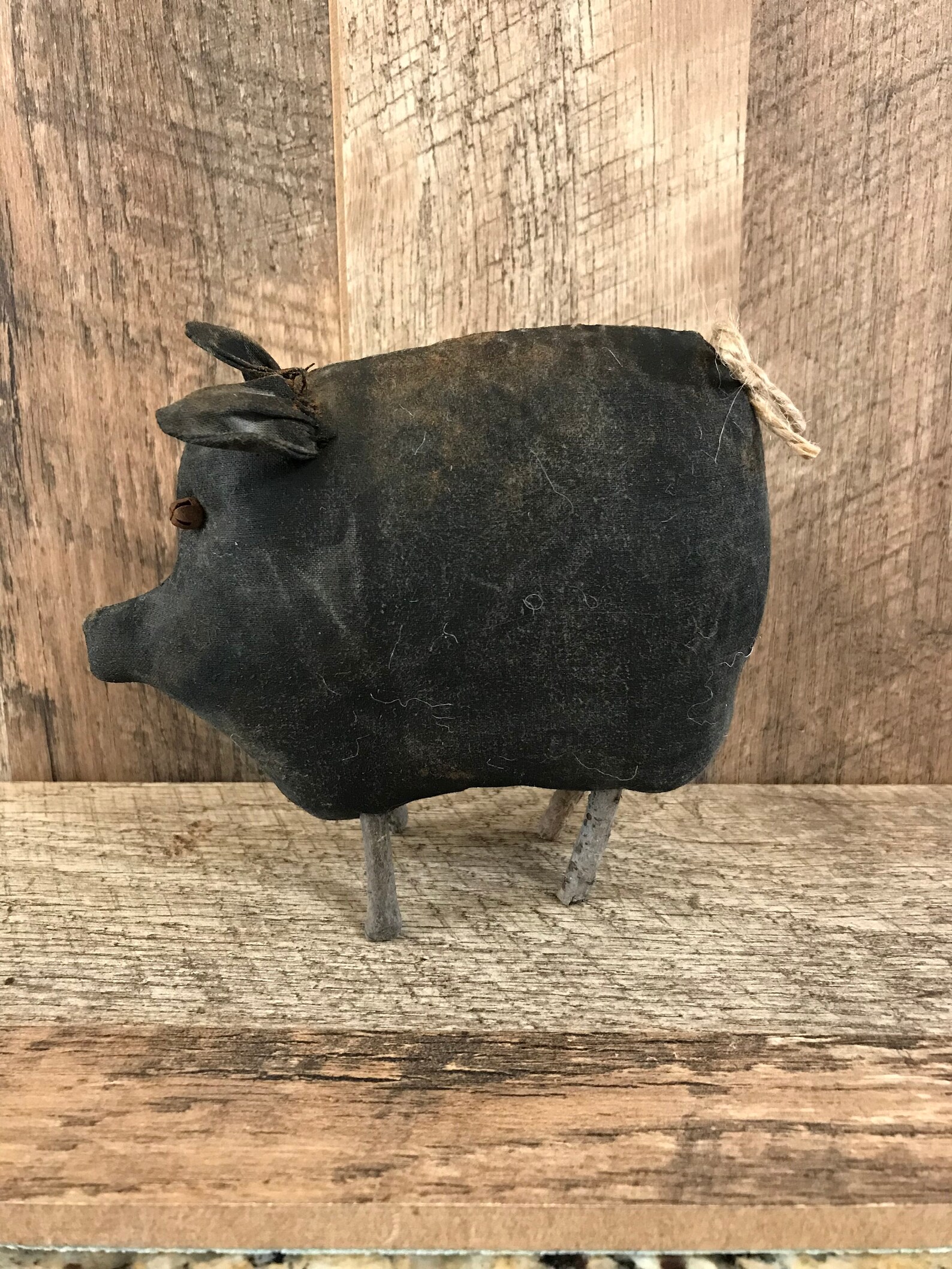 Primitive Folk Art Black Pig Shelf Sitter - Etsy
