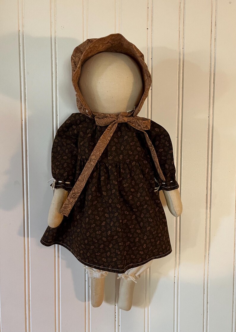Primitive Farmhouse Folk Art Prairie Doll Brown Dress - Etsy