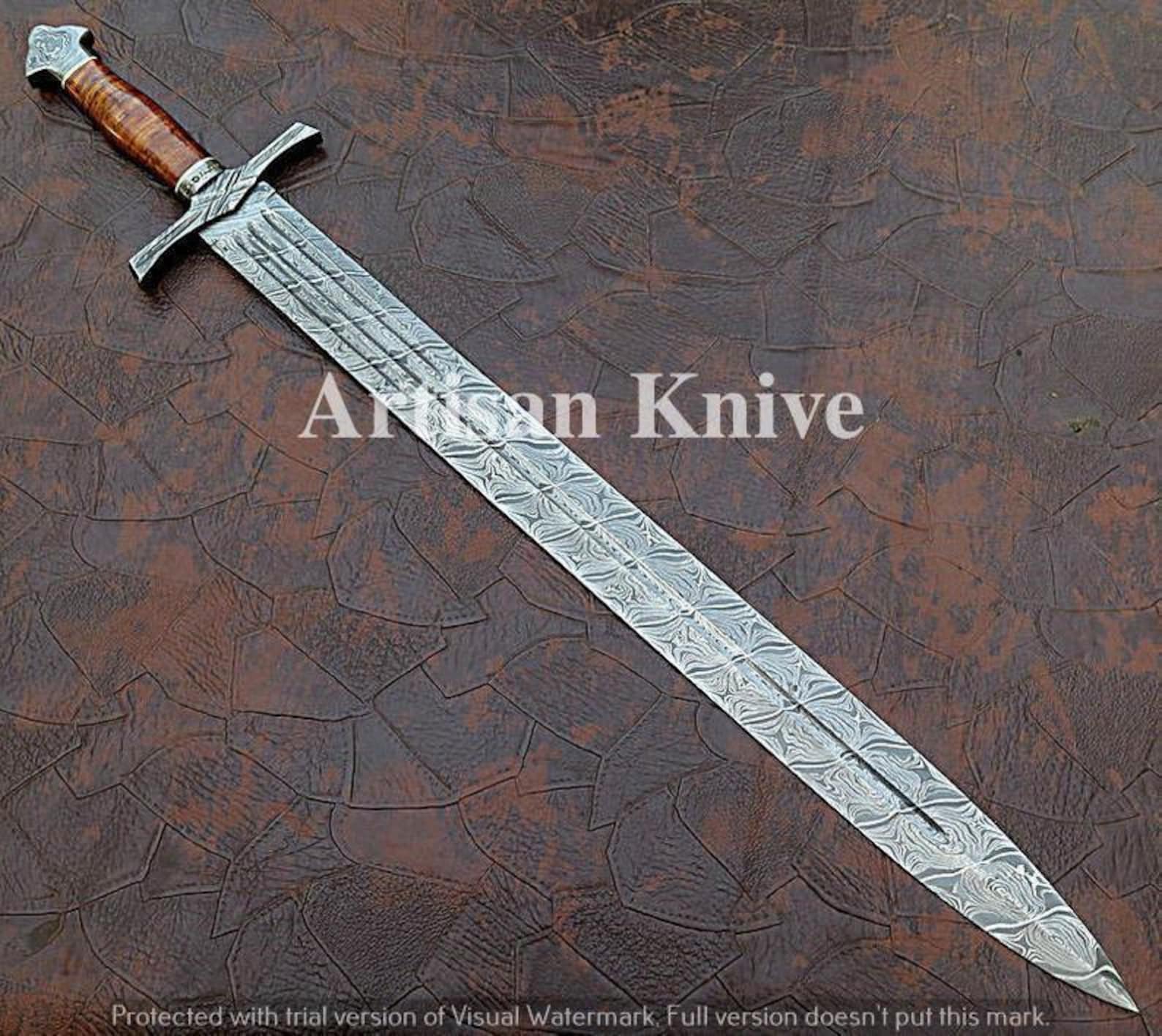 Hand Forged Damascus Steel Viking Sword, Damascus Steel Vikings Sword, Hand Made Sword, Damascus ...