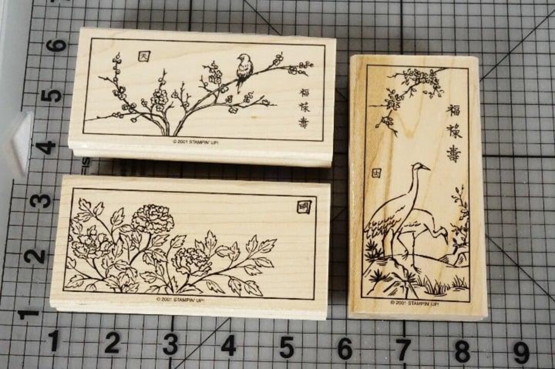 Stampin Up oriental Paintings 2001 Wood Mounted Rubber Stamps ASIAN ART ...