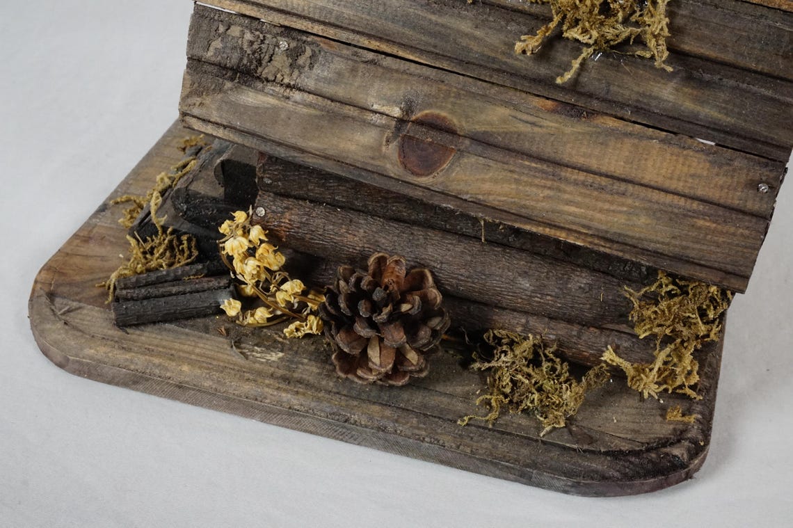 Handmade Wooden Birdhouse Train Building A-frame House Vintage With ...