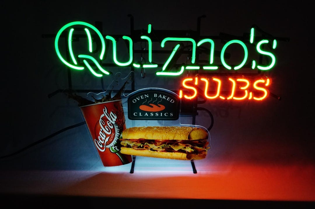 QUIZNOS SUBS / Coca Cola Neon Light Sign Advertisement - Works Great ...