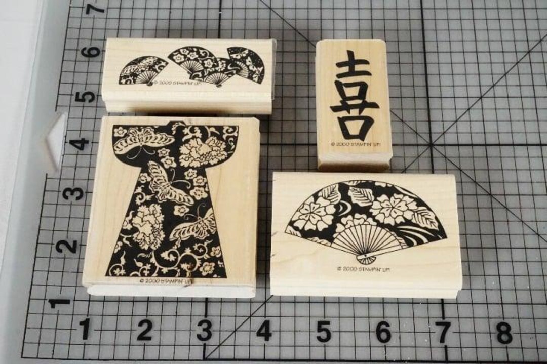 Stampin Up! 2000 KIMONO Set of Four Stamps Asian Oriental Rubber Stamps ...