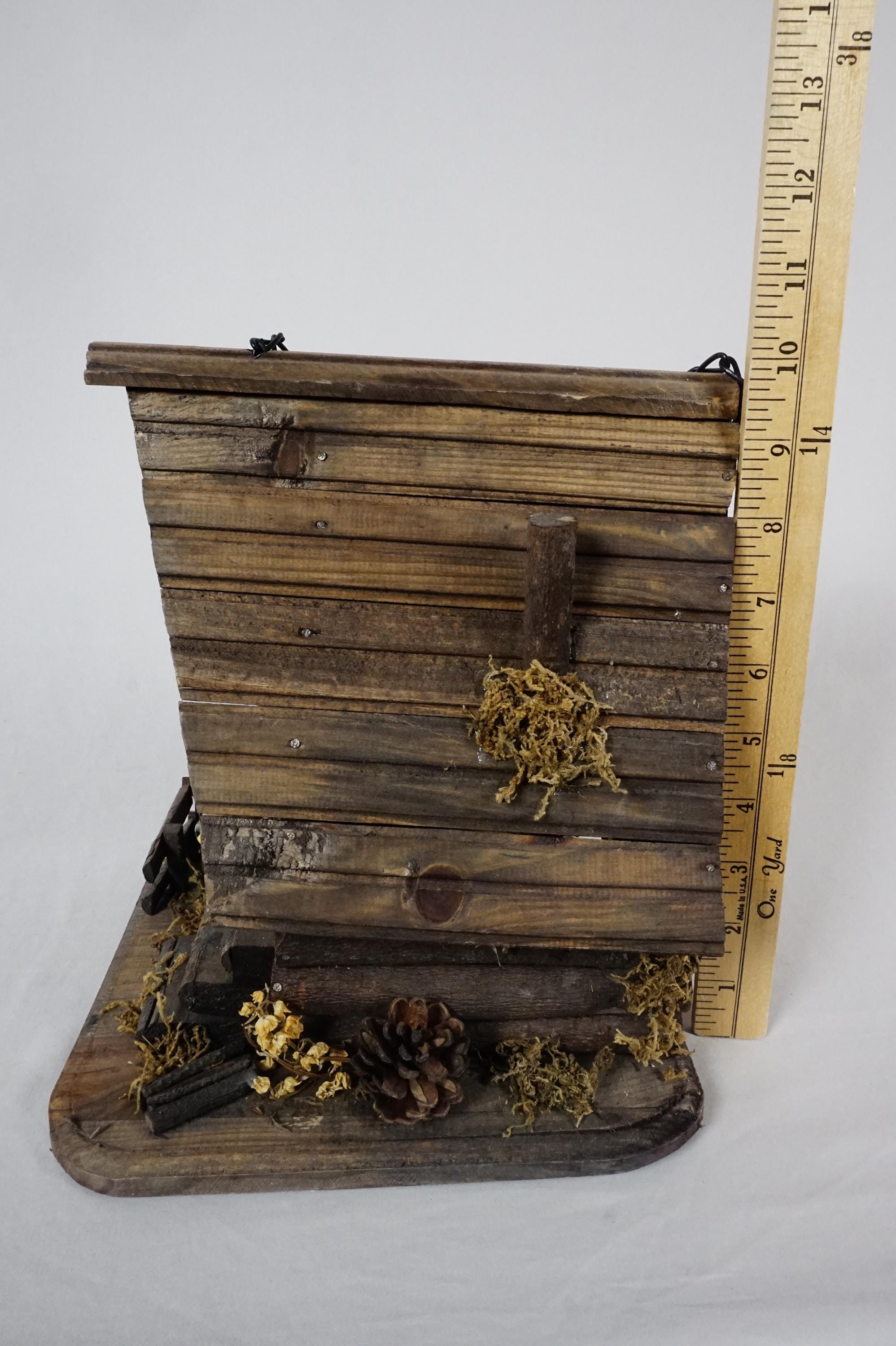 Handmade Wooden Birdhouse Train Building A-frame House Vintage With ...