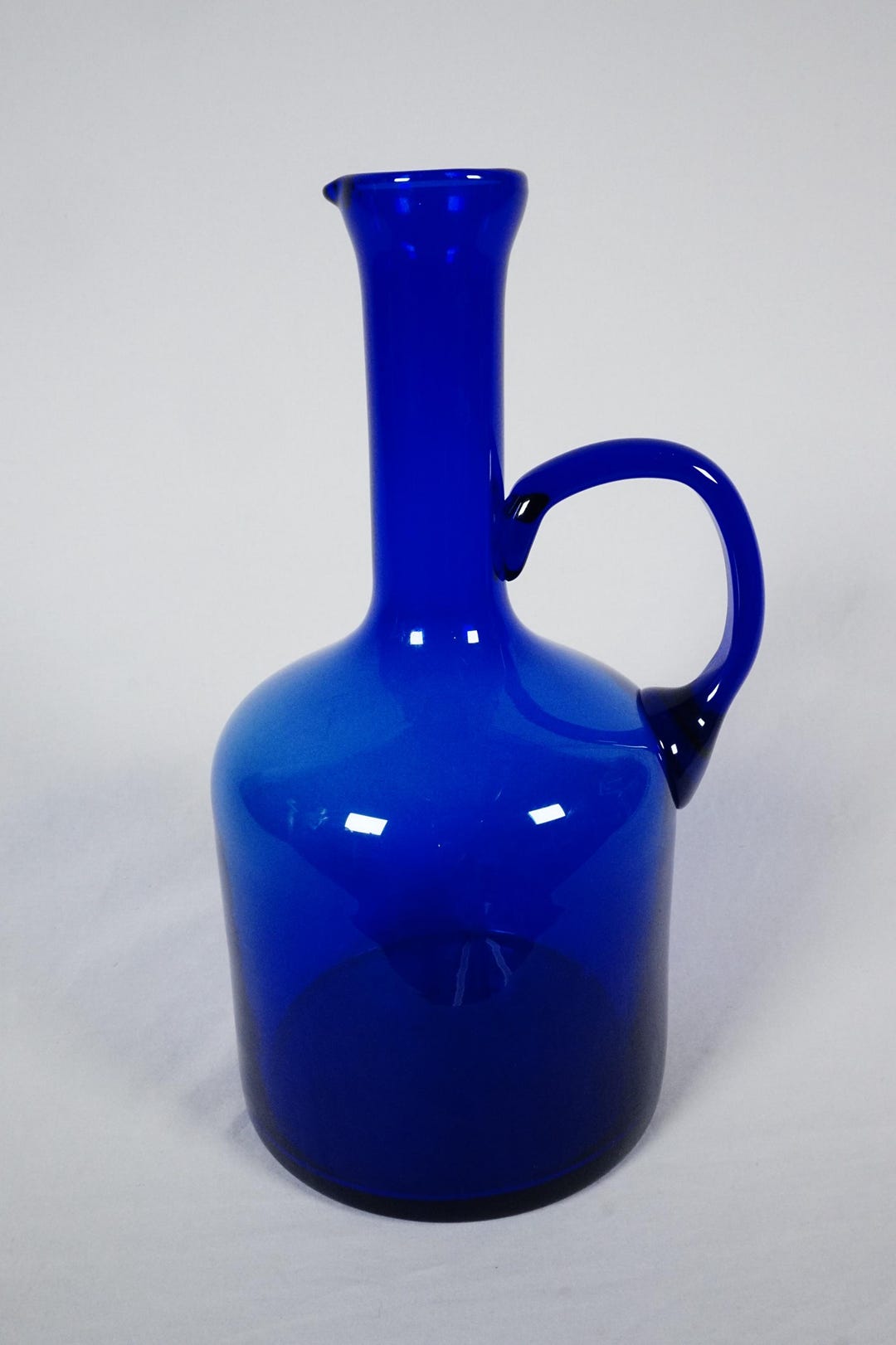 Mid-century Hand-blown Cobalt Blue Long Neck Pitcher Vintage - Etsy