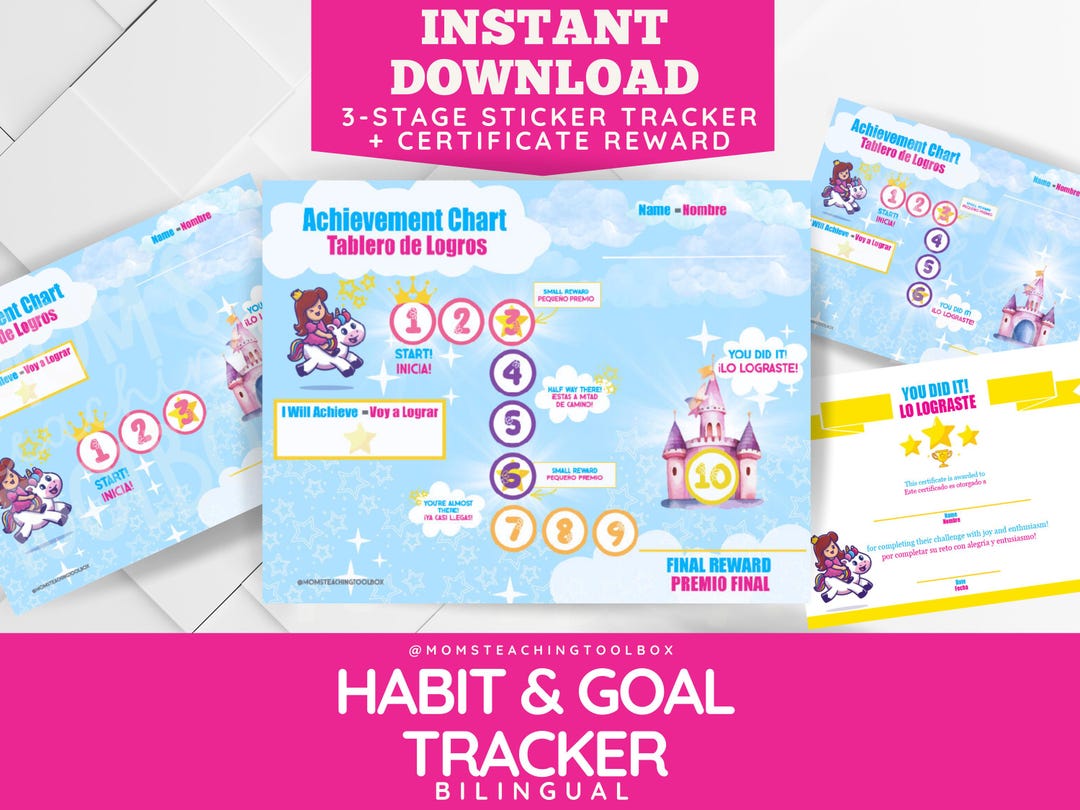 Printable Goal Kid Sticker Chart Learning Routine Reward DIY ...