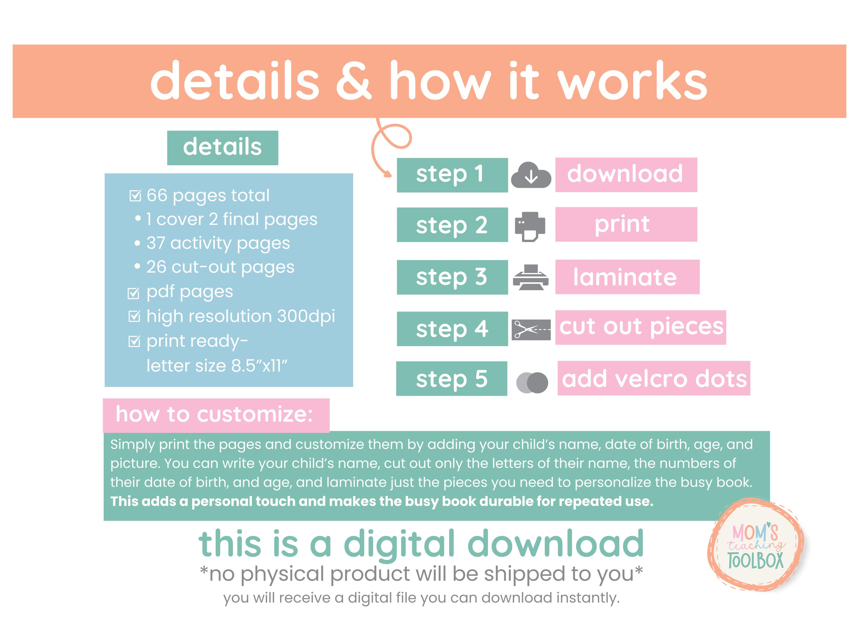 Busy Book Printable Spanish and English Preschooler Activities ...
