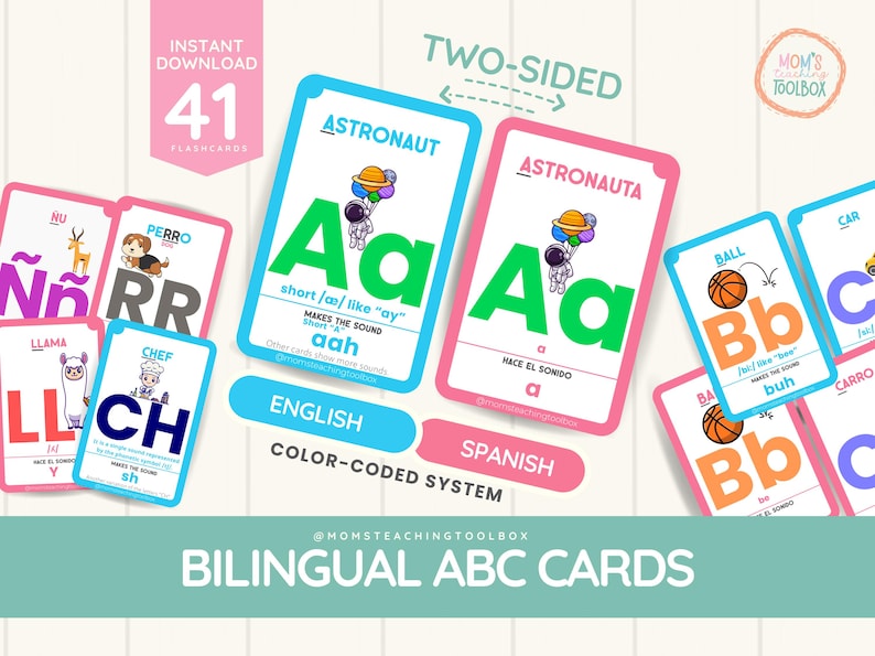 Printable ABC Flashcards Homeschool Activity Spanish and English ...