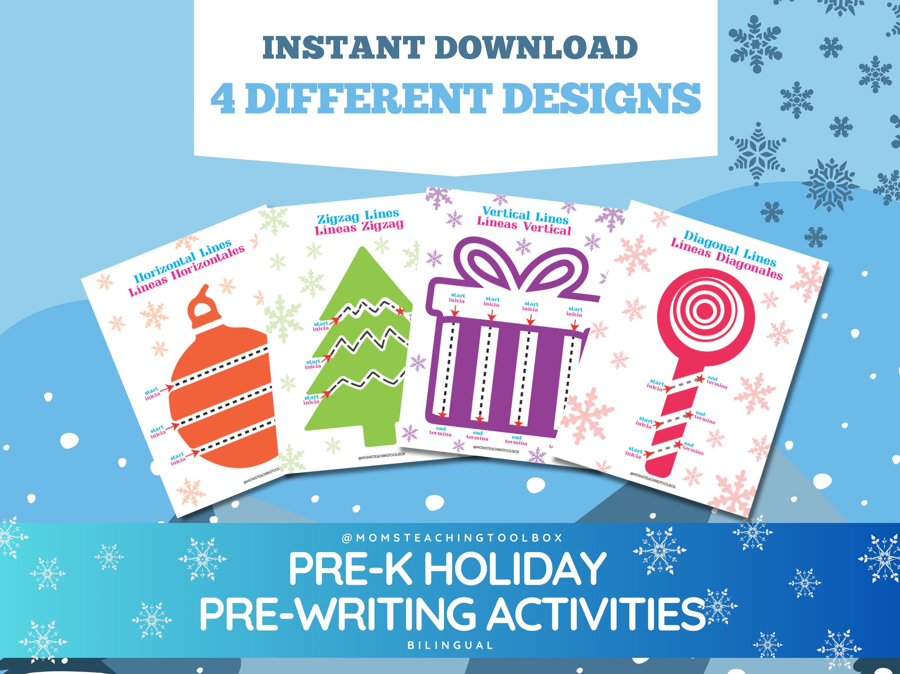 Printable Christmas Prewriting Worksheet Line Tracing Practice Pre ...