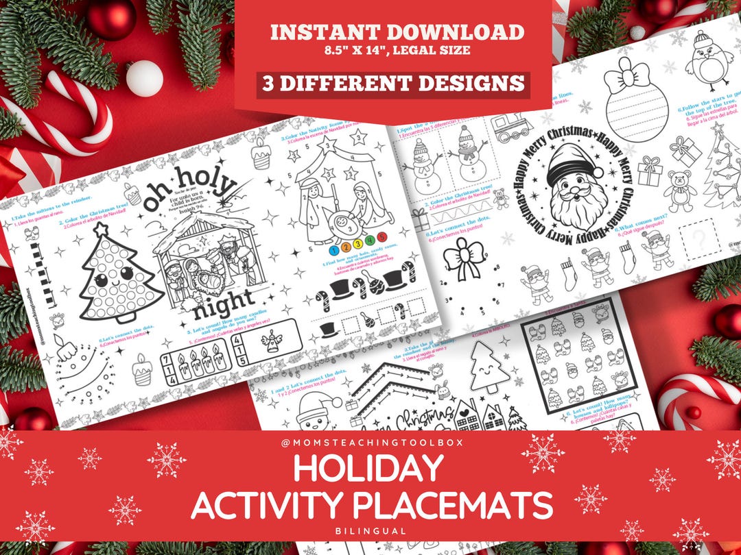 Printable Christmas Holiday Activity Placemat Coloring Pages Christmas ...