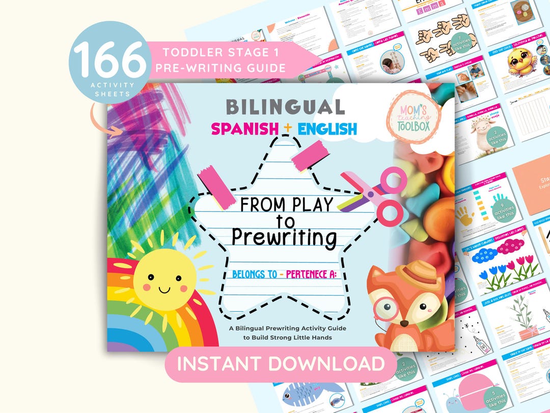 Prewriting Activities Spanish and English Bilingual Toddler Preschool ...