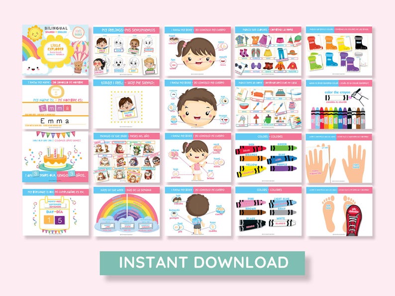 Busy Book Printable Spanish and English Preschooler Activities ...