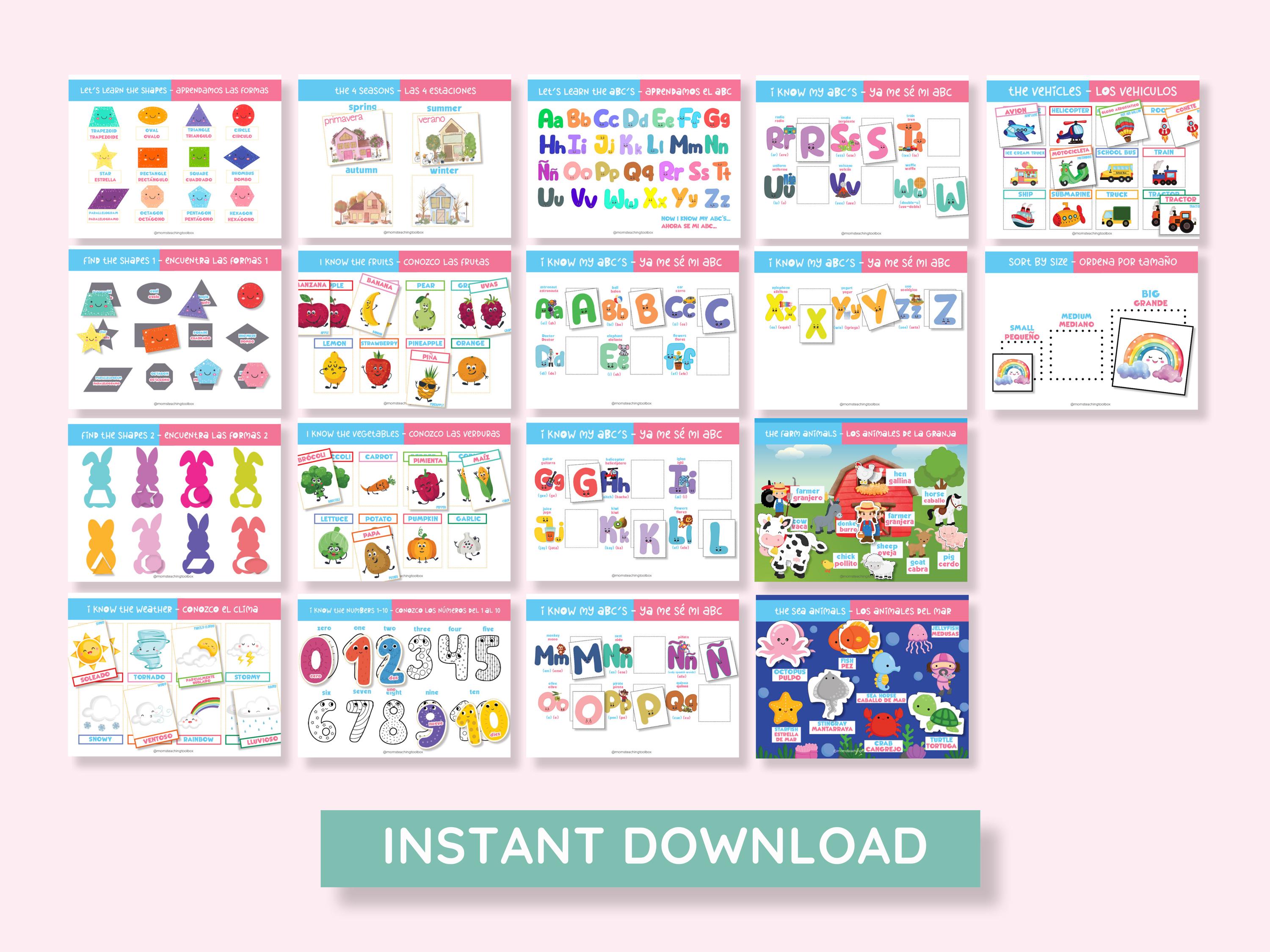 Busy Book Printable Spanish and English Preschooler Activities ...