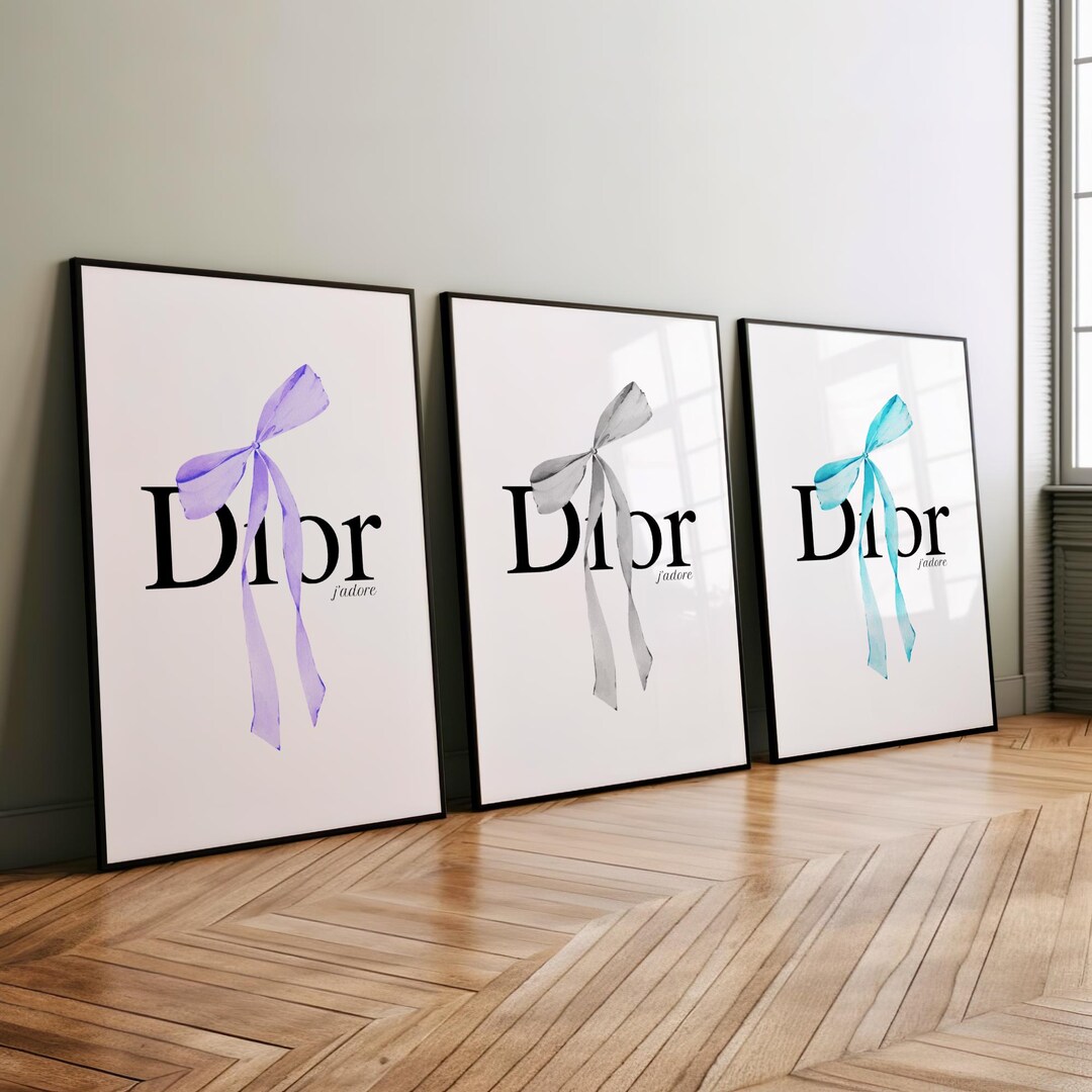 Personalized Bow Wall Art Coquette, Dior Custom Bow Print, Designer ...