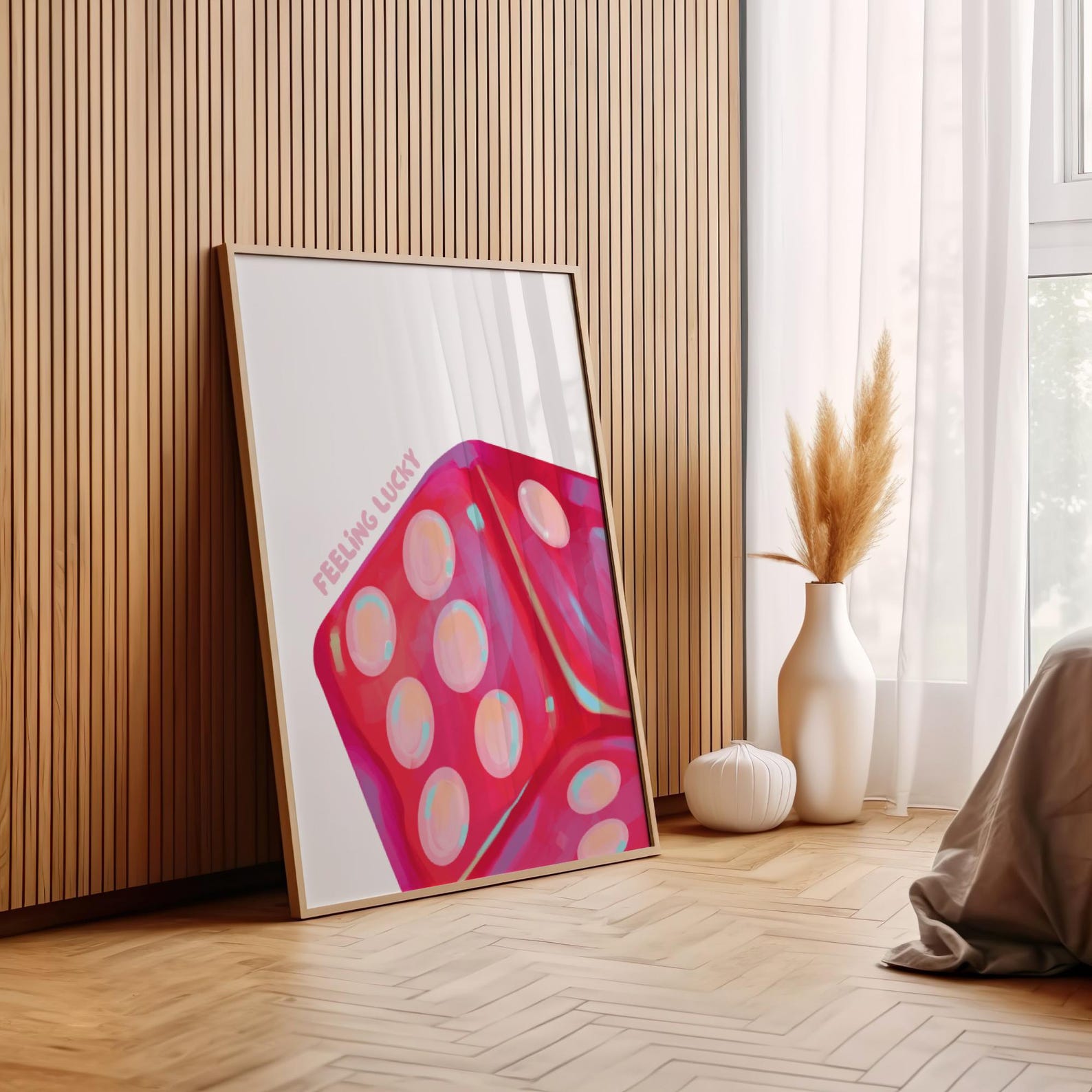 Lucky Dice Wall Art Print, Y2K Retro Poster, Trendy Wall Art, Pink Red ...