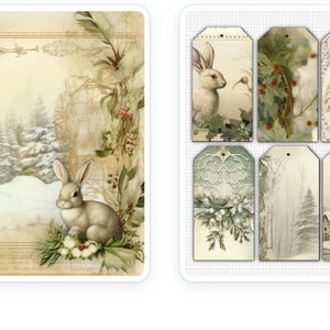 Christmas Rabbits - Journal Mini Kit Includes:10 Half Pgs, 3 Full Pgs ...