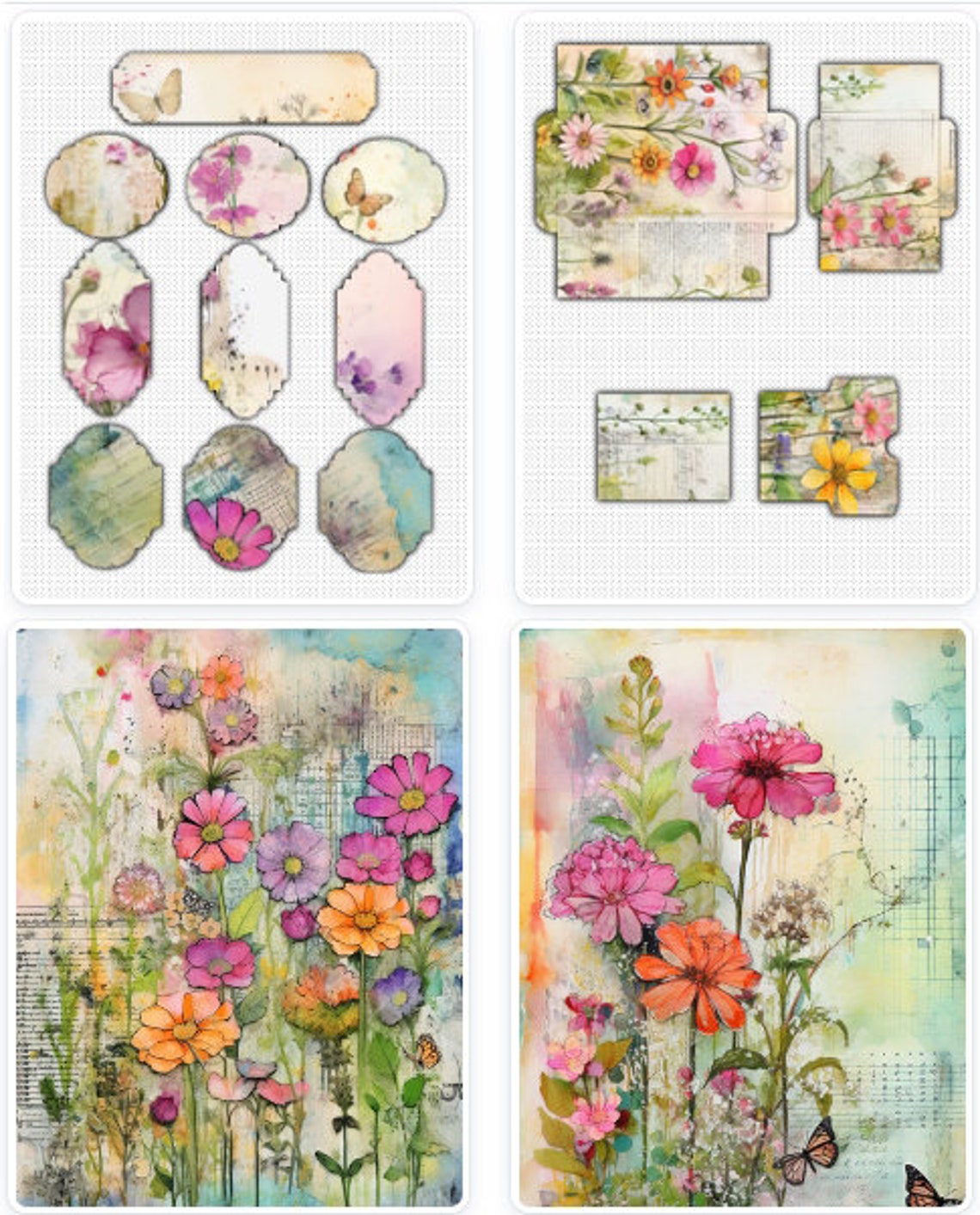 Watercolor Wildflowers Skinny Mini Kit Includes: 10 Pages, 10 SM Tags ...