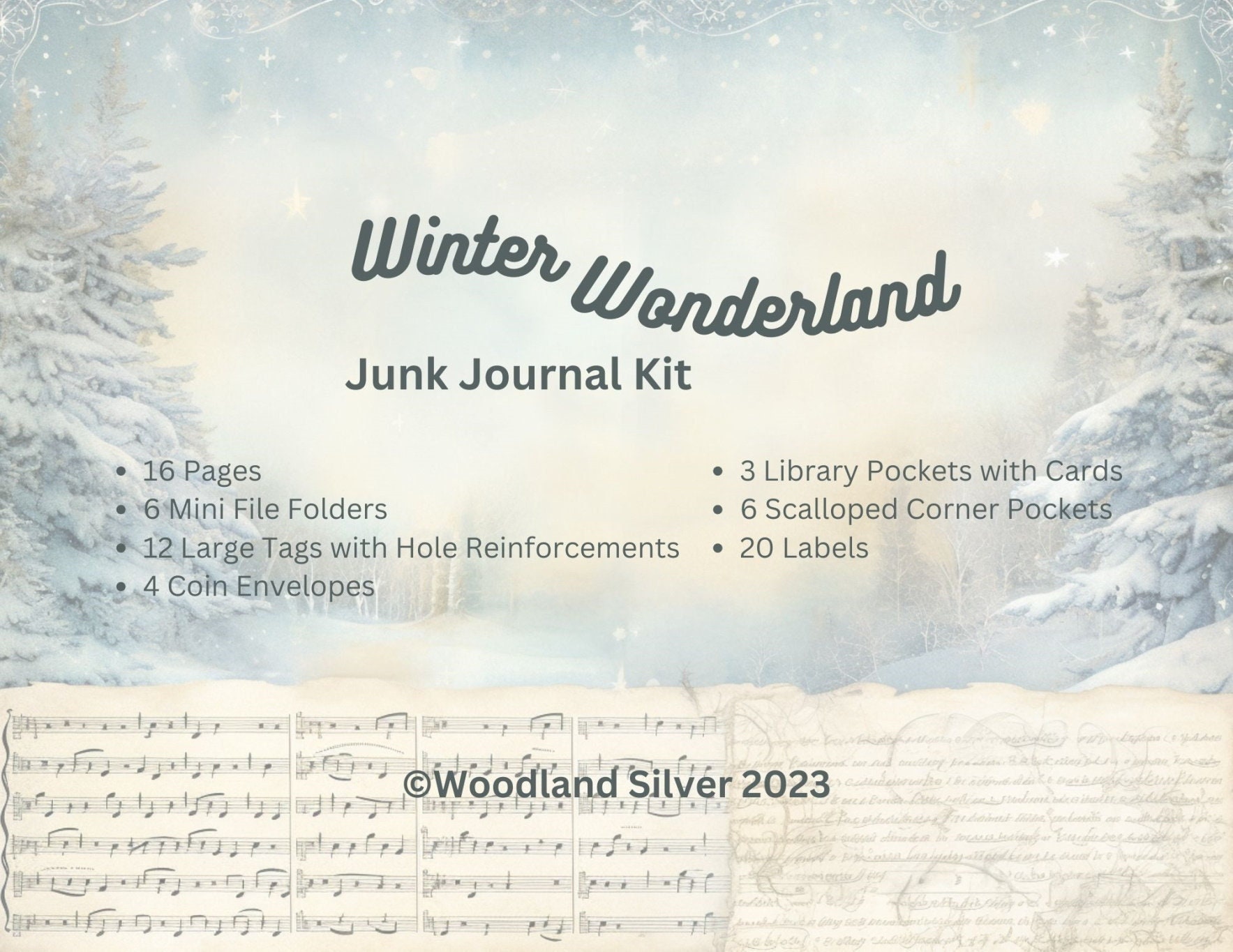 Winter Wonderland - Journal Digital Kit 16 Pages, 6 Mini File Folders ...