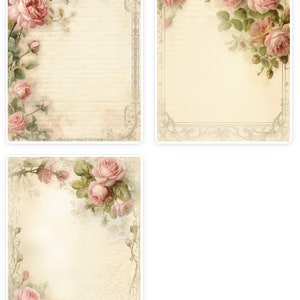 Vintage Roses - Paper Pack Includes: 12 Full Pages 8.5x11 Inches, Pink ...