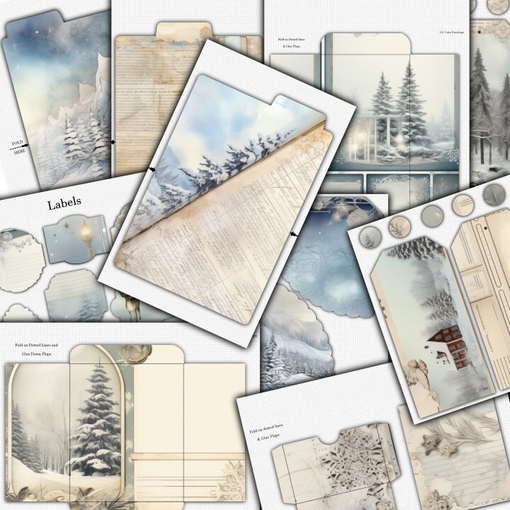Winter Wonderland Journal Digital Kit 16 Pages, 6 Mini File Folders, 12 ...