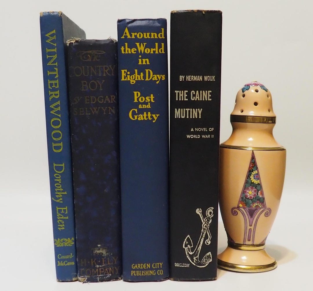 Collection of Old Books Decoration Four Blue Bound Books Vintage Set of ...