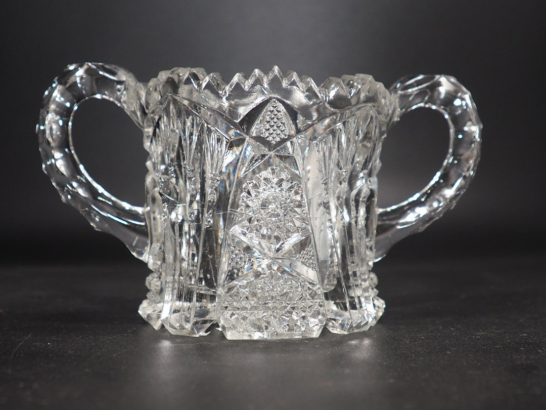 EAPG Imperial Glass 212 Nucut Double Handle Open Sugar Bowl Diamond ...
