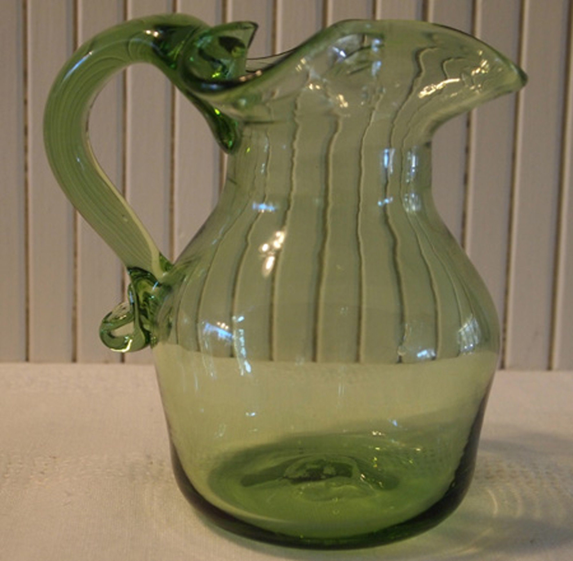 Hand Blown Green Pitcher Pilgrim Art Glass Clover Spout - Etsy