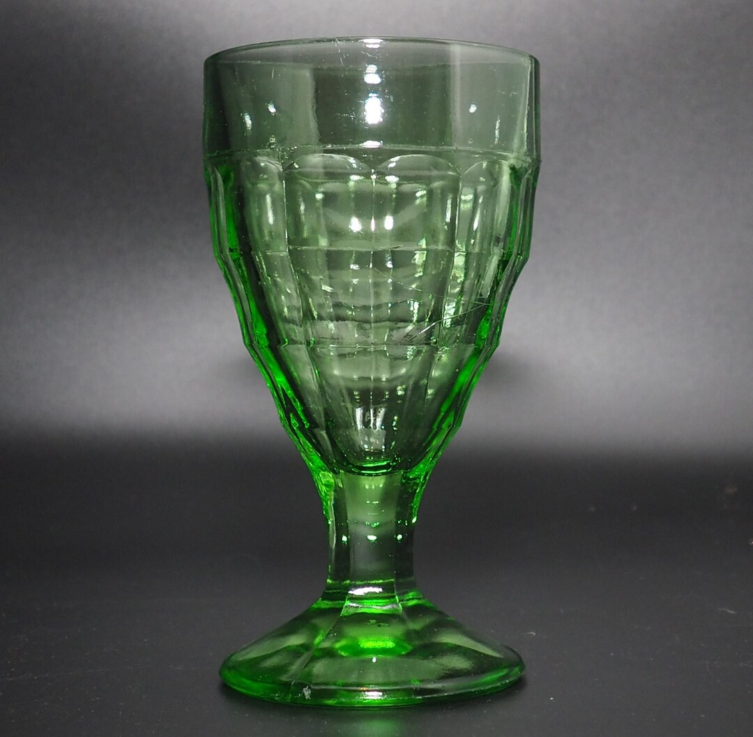 Green Depression Glass Goblet Block Optic Hazel Atlas - Etsy