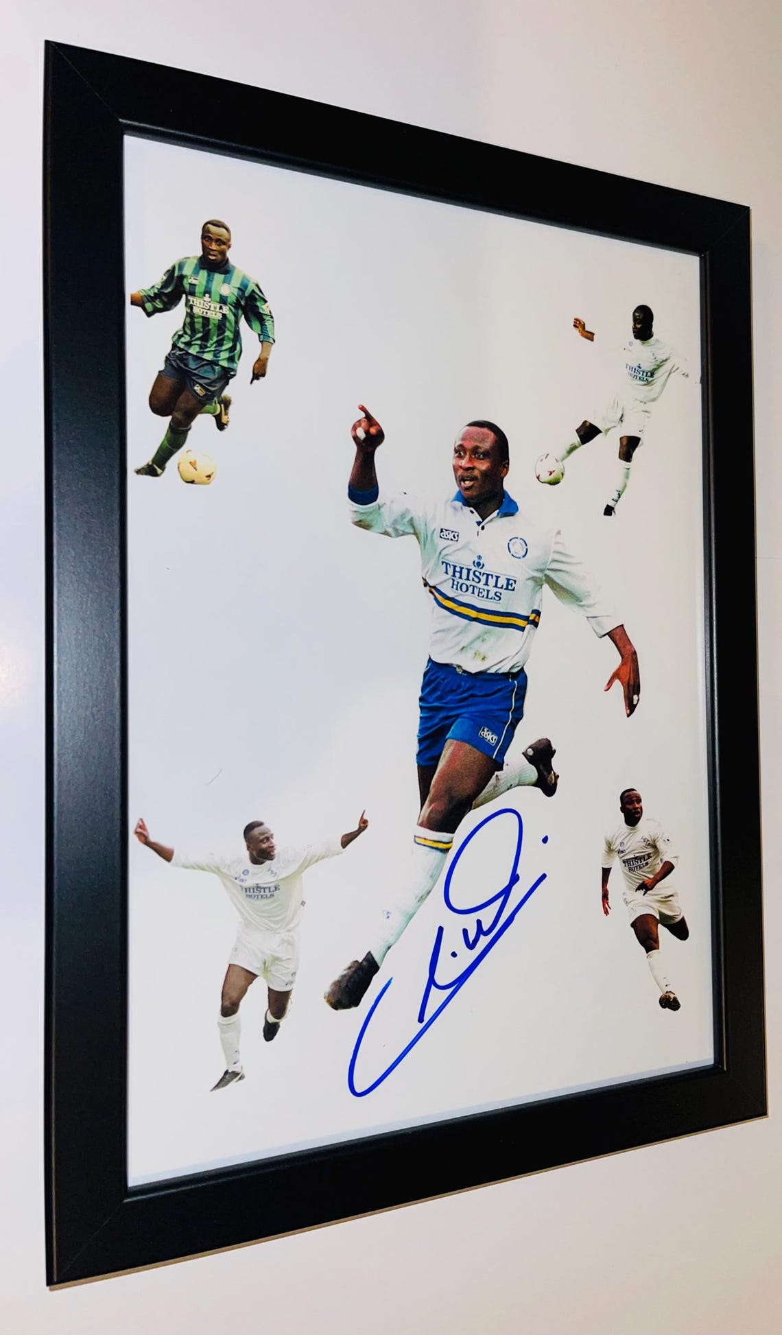 Tony Yeboah Leeds United Hand Signed Montage Photo B Autograph. Proof ...