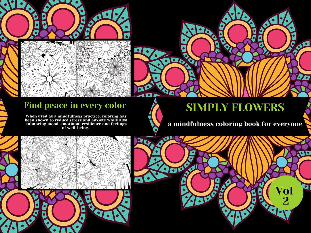 Simply Flowers: Mindful Coloring Pages for Everyone (50 Coloring Pages ...