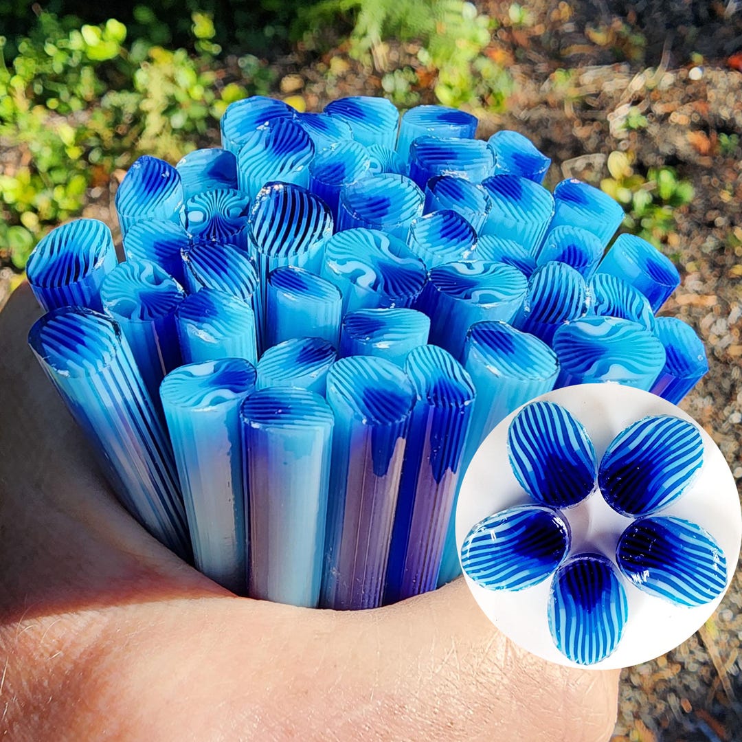 Coe 90 Flower Petal: Blue You Away - 1 Oz Murrini Murrine Millefiori ...