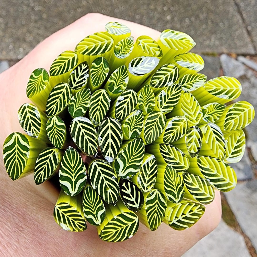 Coe 90 Lg/med Leaf: Limey - 1 Oz Murrini Murrine Millefiori Vitrigraph ...