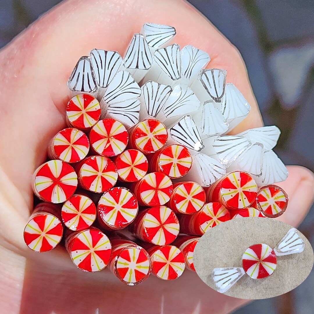 Coe 90 Holiday: Peppermint Candy & Wrapper - 1.5 Oz Murrini Murrine Millefiori Vitrigraph Cane ...