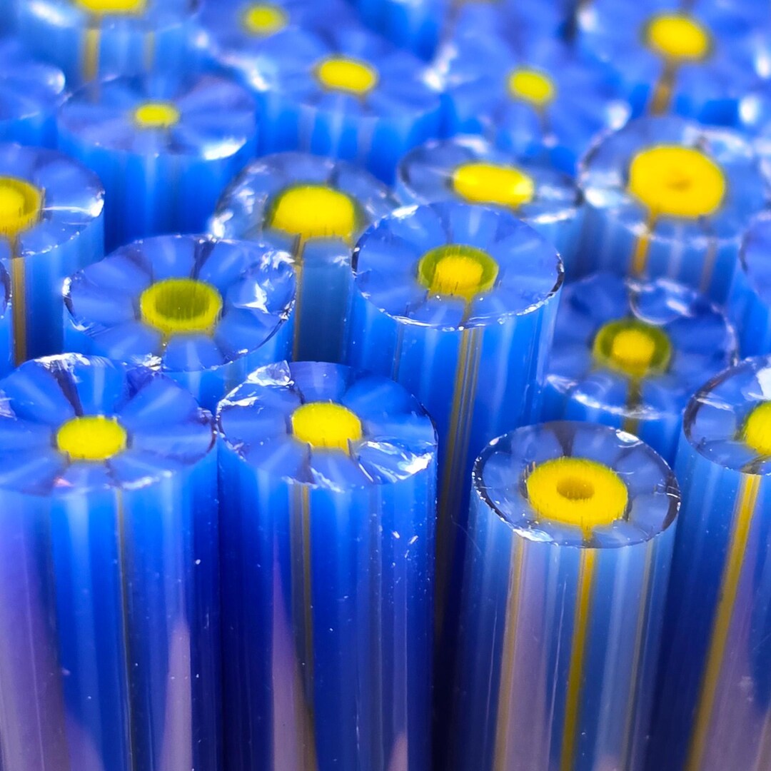 NEW COE 96 Murrini Flower: Iconic Blue - 1 Oz Cane/sticks - Opaque Blue ...