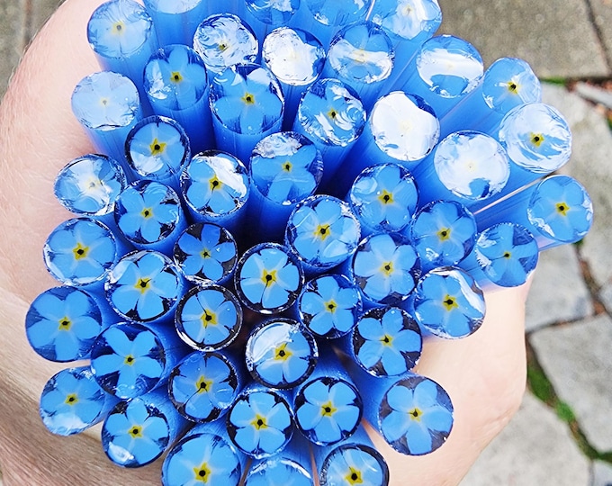 Coe 96 Flower: Forget-me-not - 1 Oz Murrini, Murrine, Millefiori ...