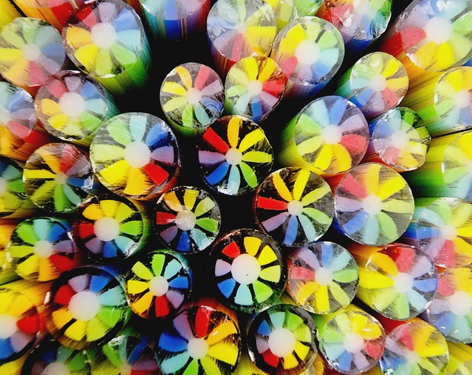 COE96 Flower: I See Rainbows - 1 Oz Murrini Murrine Millefiori ...