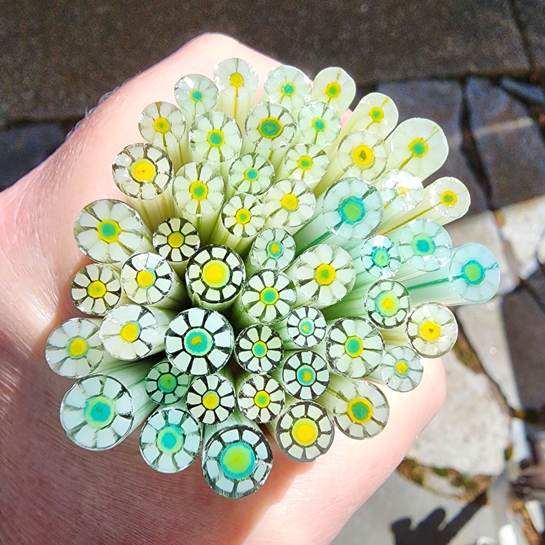 Coe 96 Flower: Frolic 1 Oz Murrini Murrine Millefiori Vitrigraph Cane ...