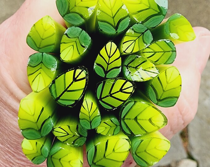 COE90 Leaf: Green Come True - 1 Oz Murrini Murrine Millefiori ...