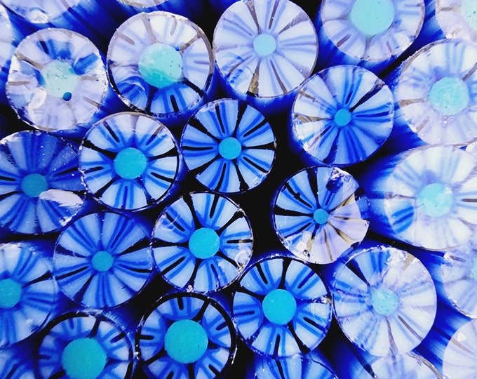 COE96 Flower: Blue Sapphire - 1 Oz Murrini Murrine Millefiori ...