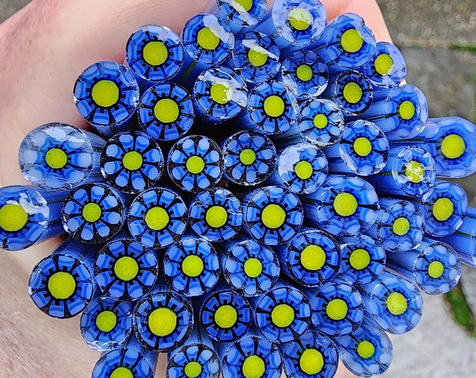 Coe 96 Flower: Once in a Blue Moon - 1 Oz Murrini Murrine Millefiori ...