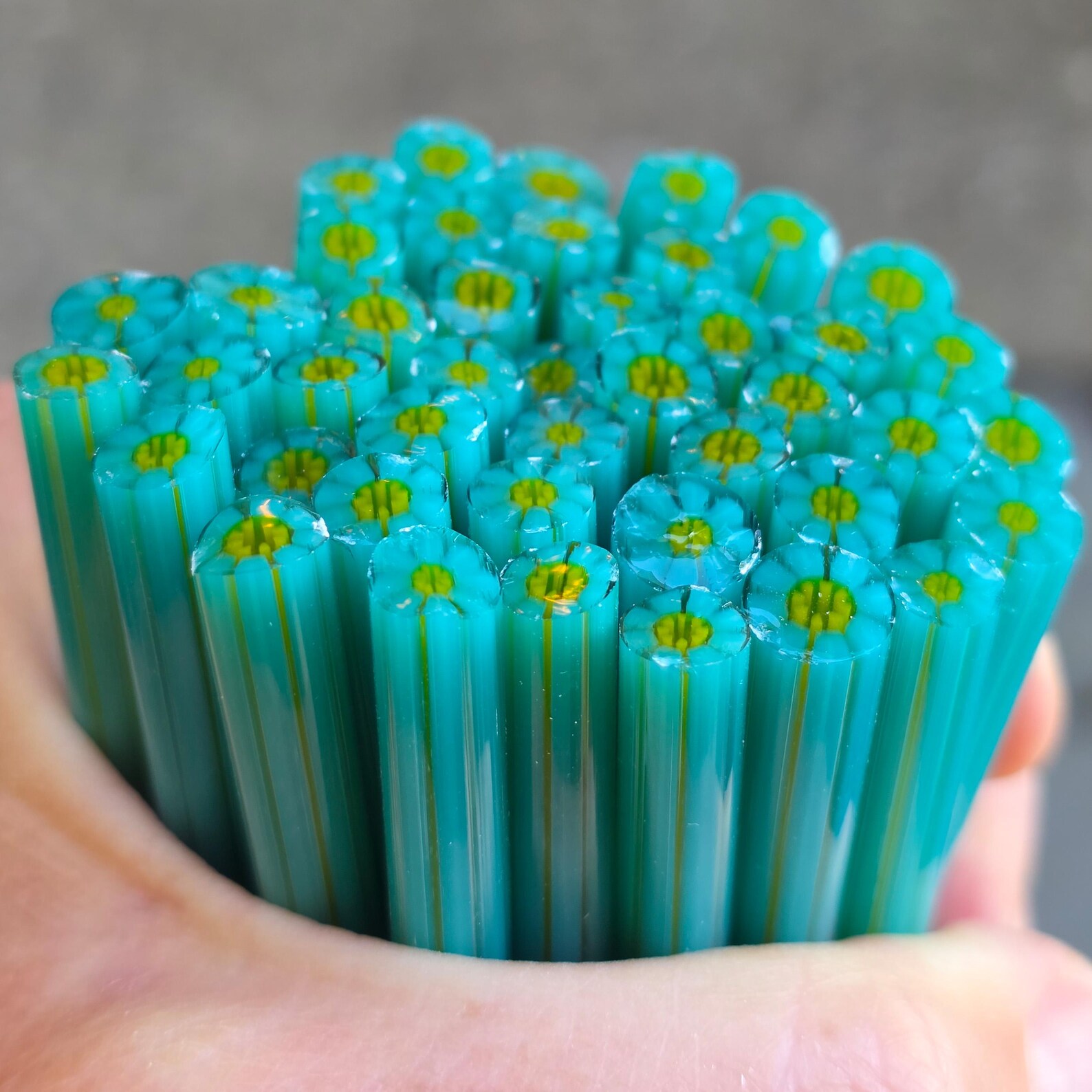 COE 96 Handmade Flower Murrini "limitless" | 1 Oz Cane | Oceanside ...