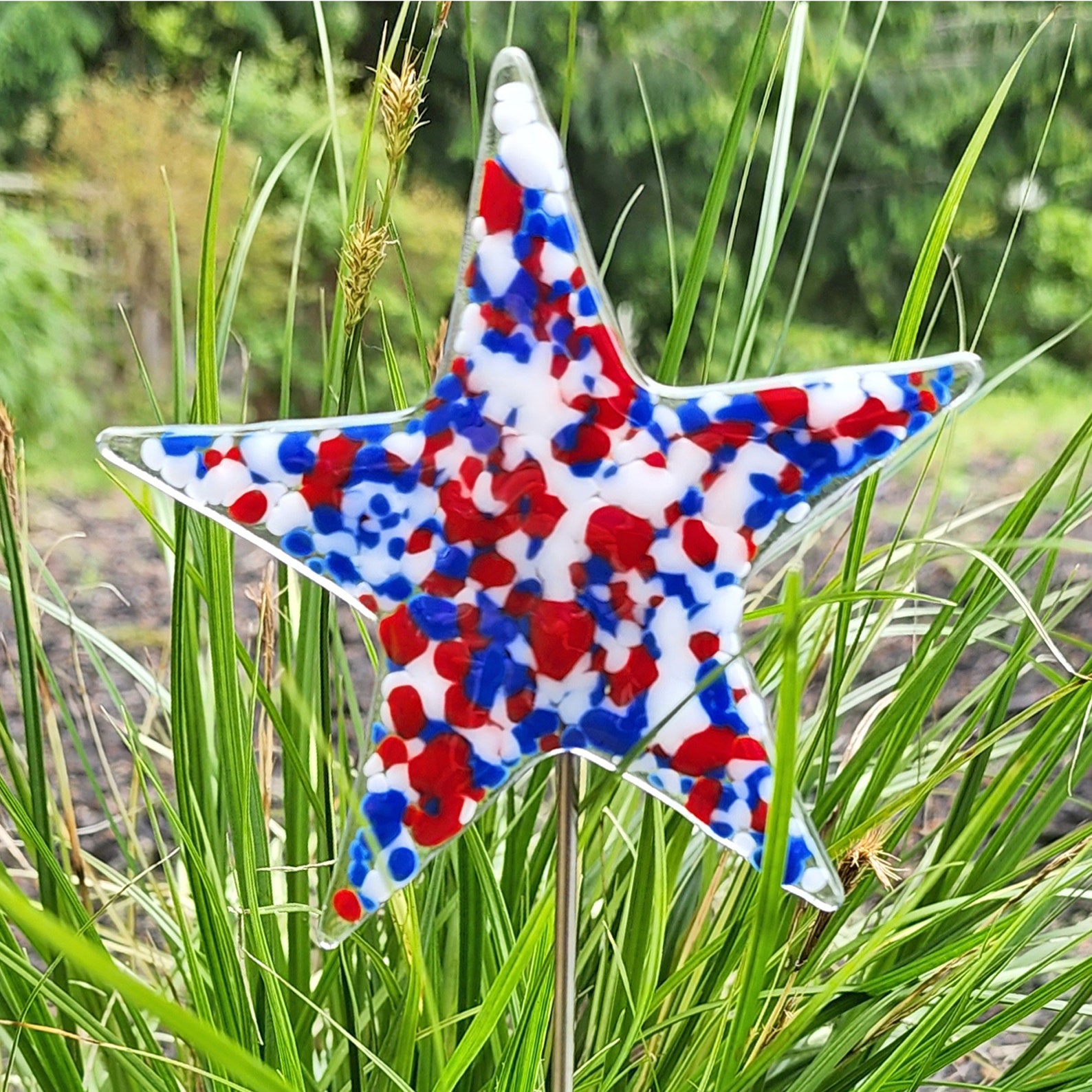 Glassworks Northwest Star Plant Stake RED WHITE and BLUE - Etsy