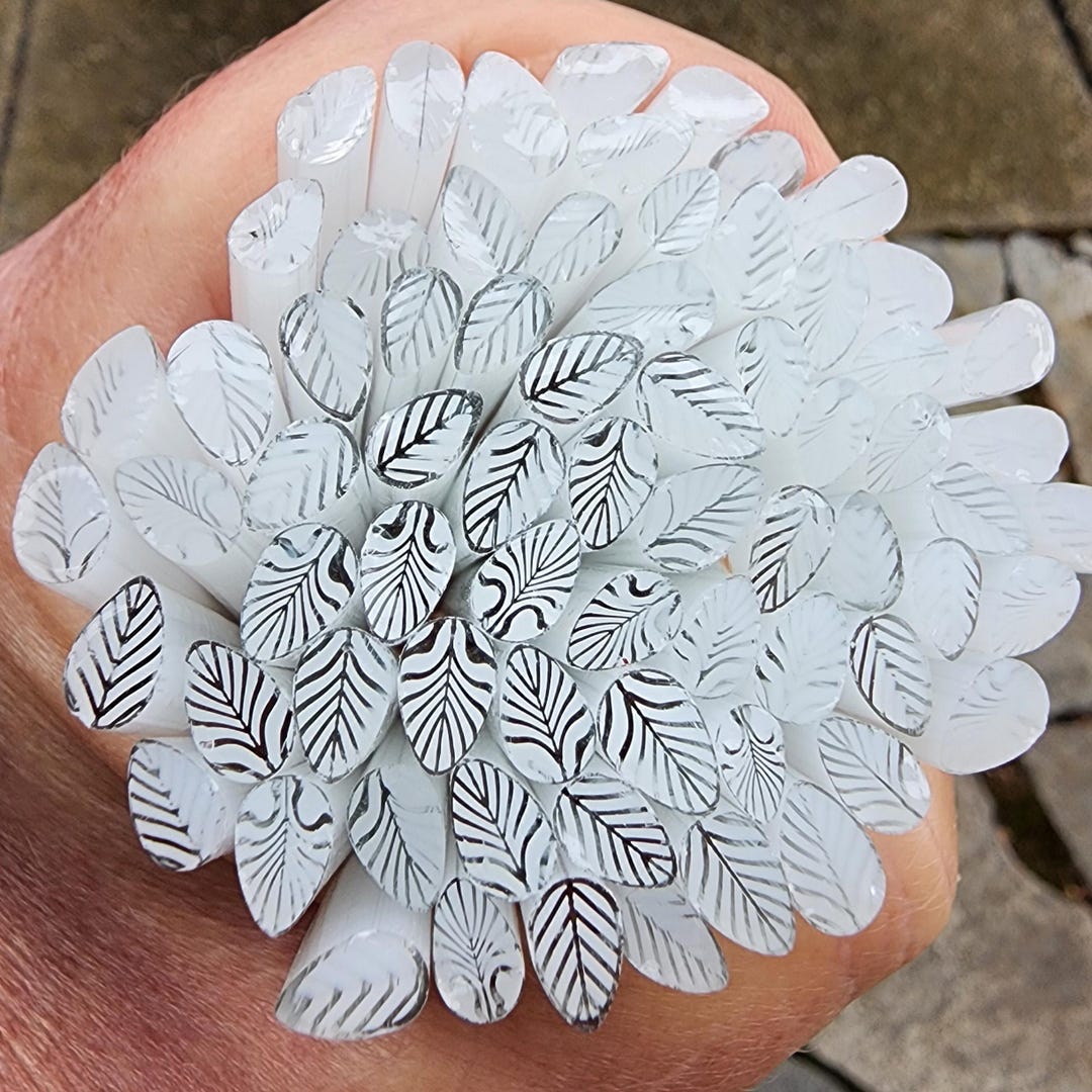 Coe 96 Med Leaf: Snow White - 1 Oz Murrini Murrine Millefiori ...