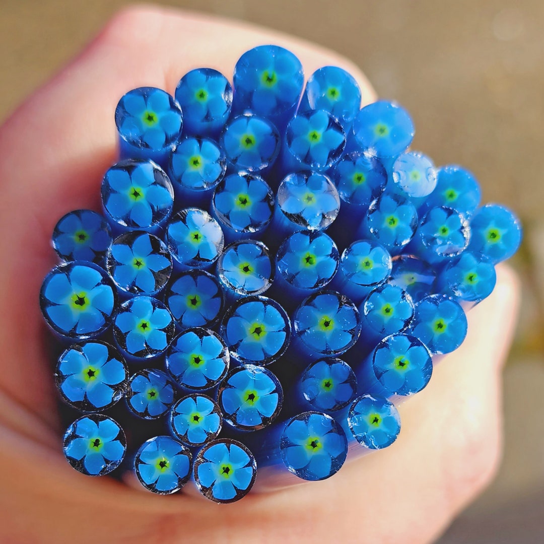 Coe 96 Flower: Mermaid Blue 1 Oz Murrini Murrine Millefiori Vitrigraph ...