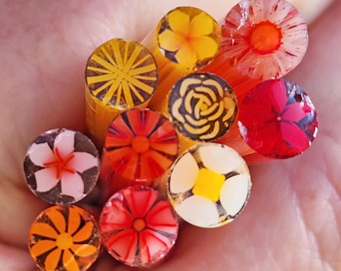 Coe 96 Floral Mix: Red Orange Yellows 1.5 Oz Murrini Murrine Millefiori ...