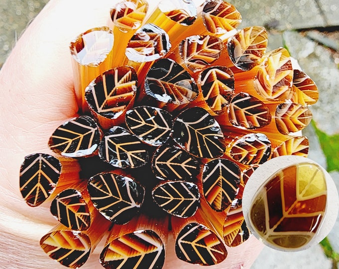 COE96 Leaf: Rootbeer - 1 Oz Murrini, Murrine, Millefiori, Vitrigraph ...