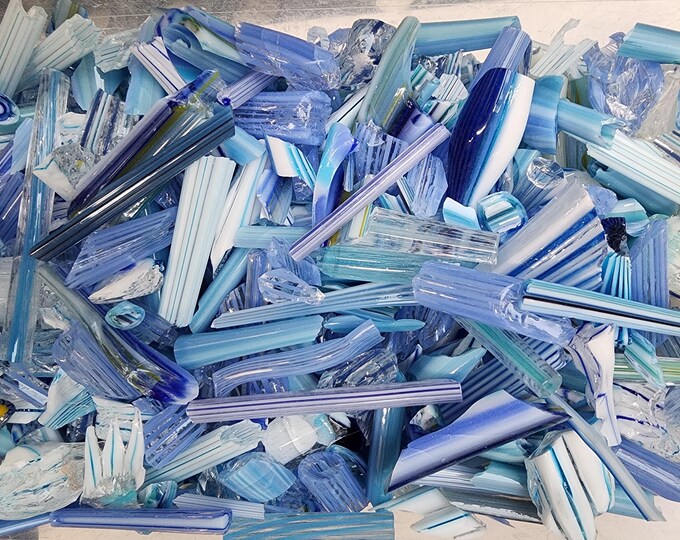 SALE Coe 90 One Pound of Scrappy Scrap Scrap - Blues and Lots of Clear ...